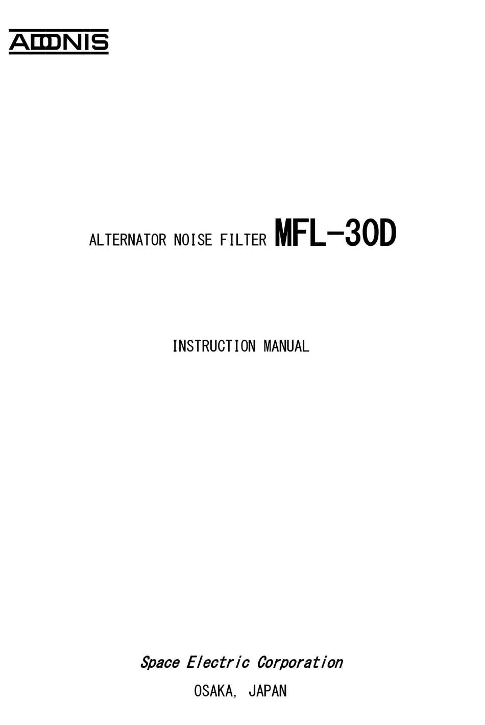 ADONIS MFL-30D INSTRUCTION MANUAL Pdf Download | ManualsLib