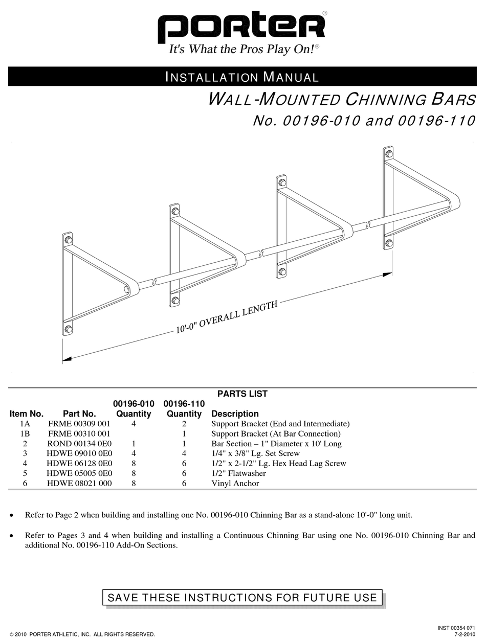 PORTER 00196-010 INSTALLATION MANUAL Pdf Download | ManualsLib