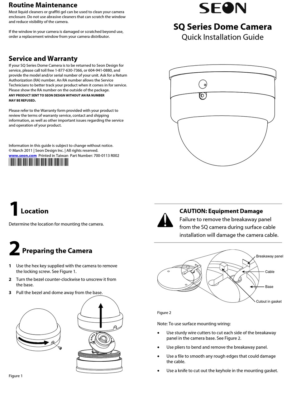 SEON SQ SERIES QUICK INSTALLATION MANUAL Pdf Download | ManualsLib