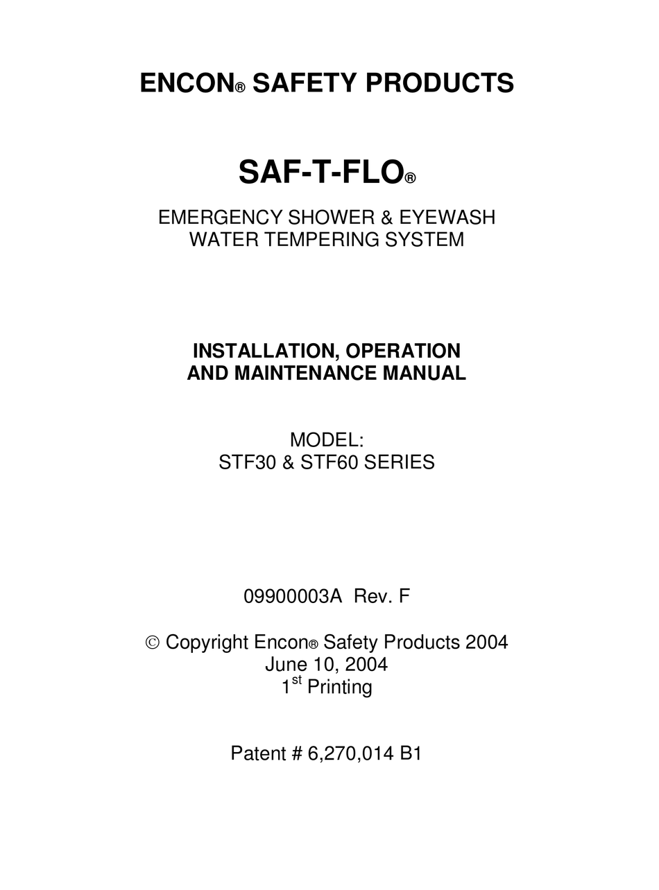 ENCON SAF-T-FLO STF30 SERIES INSTALLATION, OPERATION AND MAINTENANCE ...
