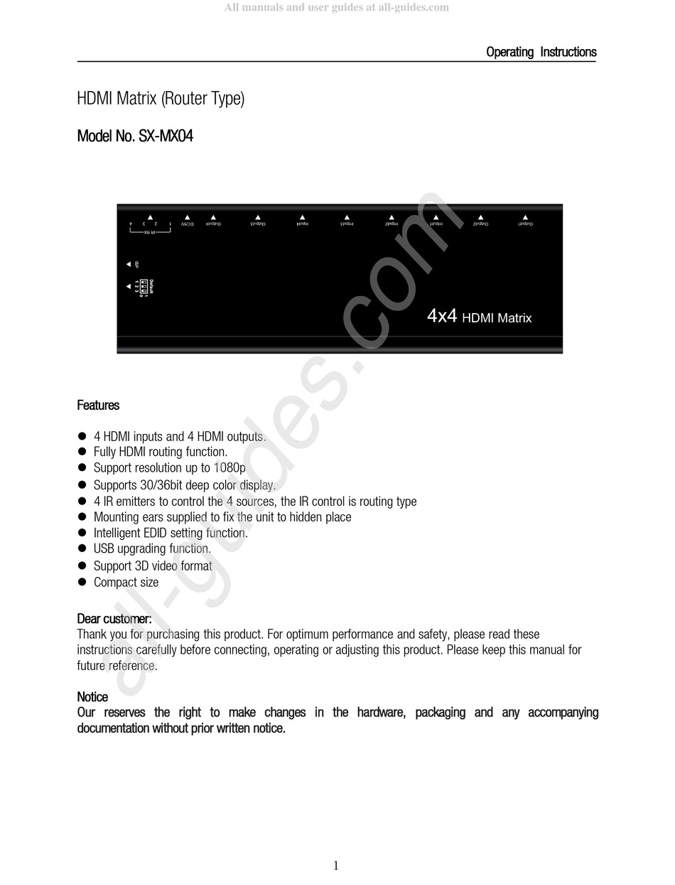 FOXUN SX-MX04 OPERATING INSTRUCTIONS MANUAL Pdf Download | ManualsLib