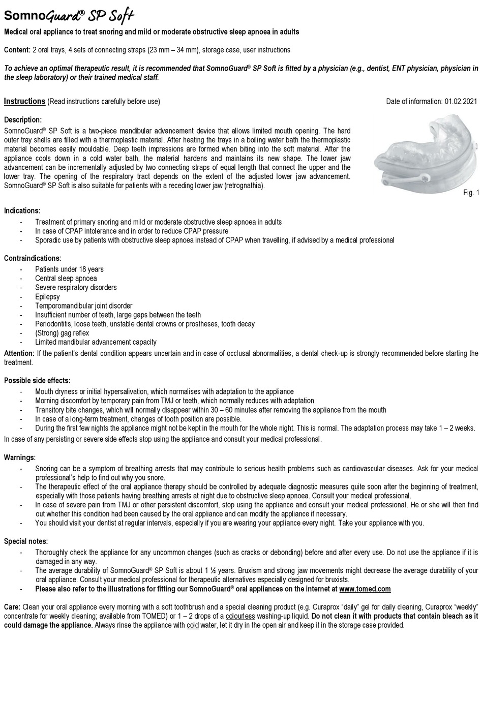 TOMED SOMNOGUARD SP SOFT QUICK START MANUAL Pdf Download | ManualsLib