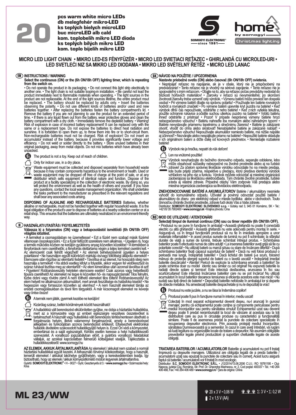 SOMOGYI ML23/WW INSTRUCTIONS & WARNINGS Pdf Download | ManualsLib