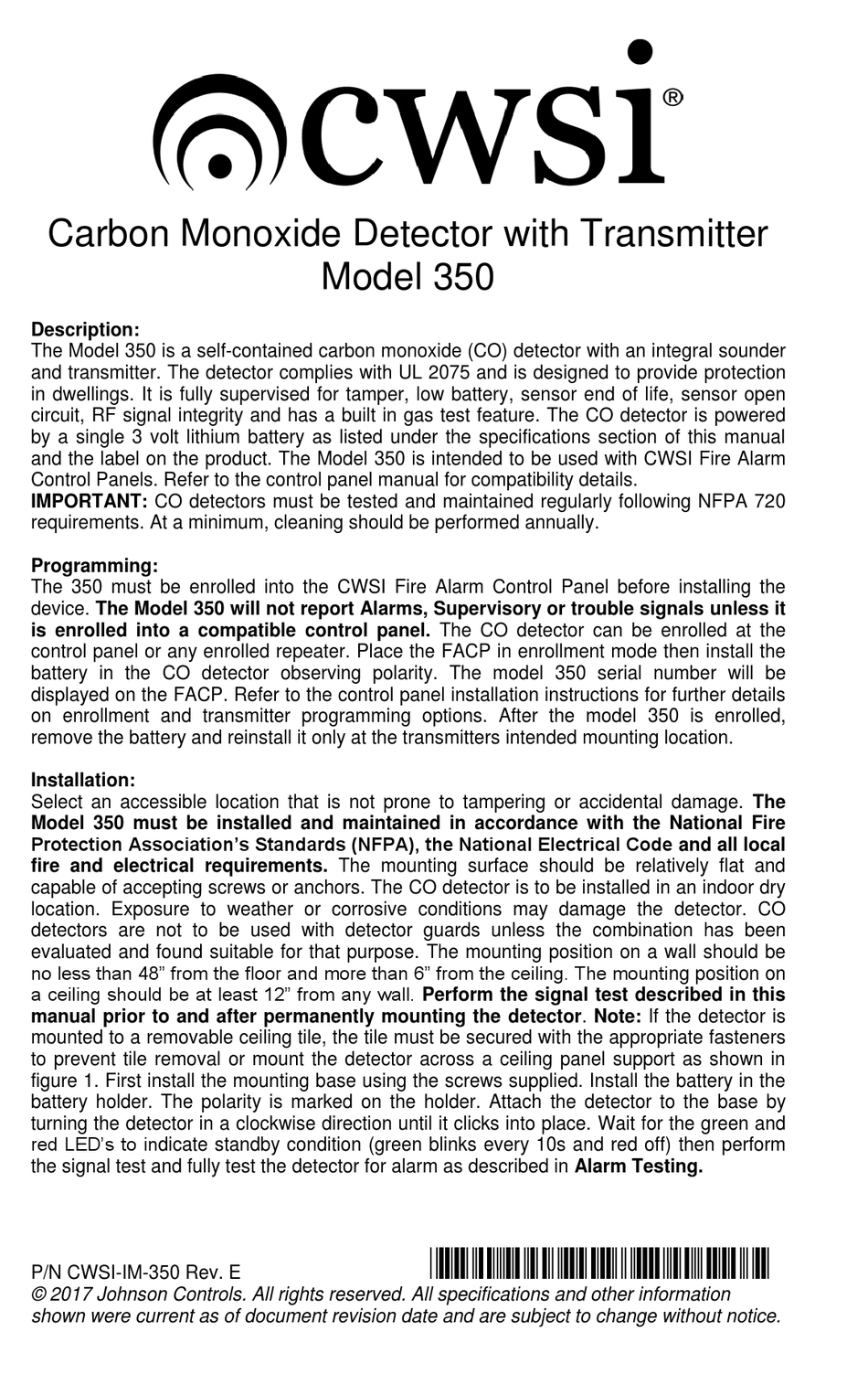 CWSI 350 MANUAL Pdf Download | ManualsLib