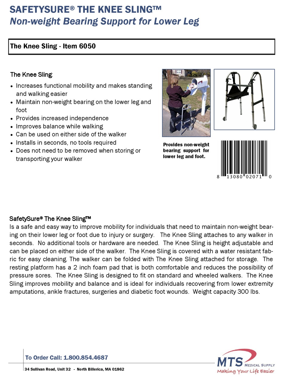 MTS SYSTEMS SAFETYSURE THE KNEE SLING QUICK MANUAL Pdf Download ...