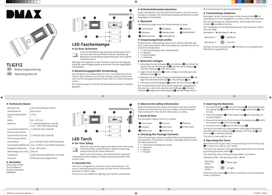 DMAX TLG312 OPERATING MANUAL Pdf Download | ManualsLib