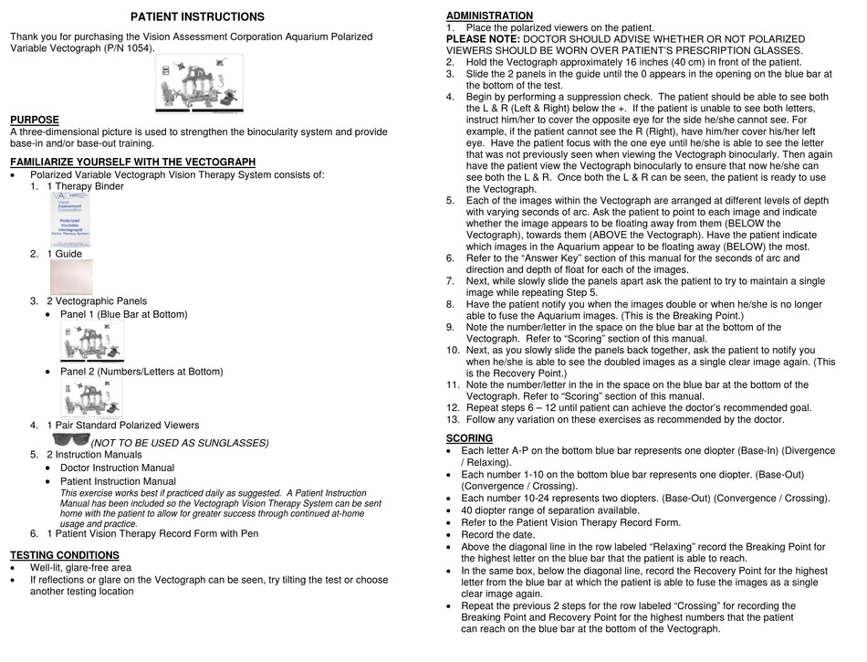 VISION ASSESSMENT 1054 PATIENT INSTRUCTIONS FOR USE Pdf Download ...