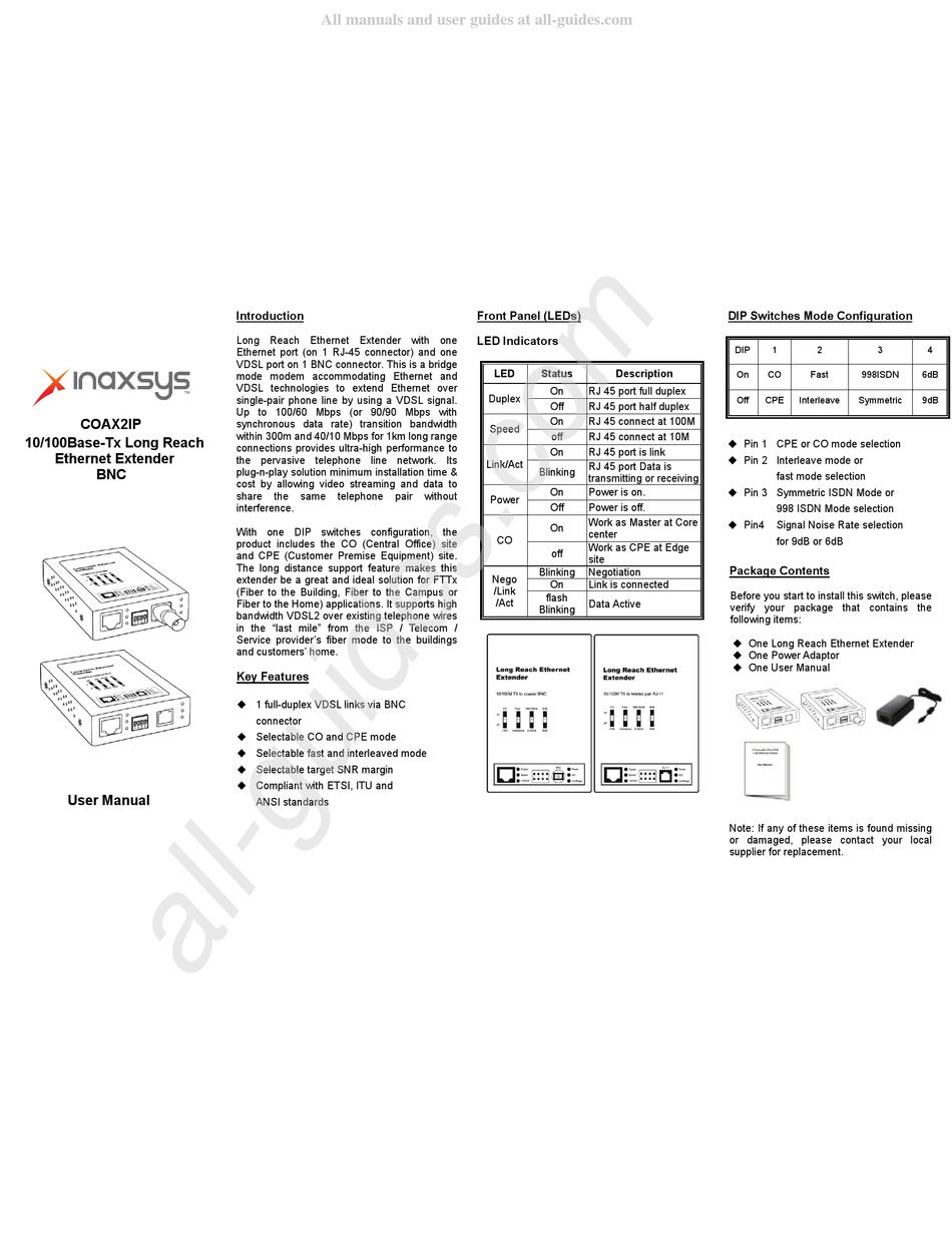 INAXSYS COAX2IP USER MANUAL Pdf Download | ManualsLib