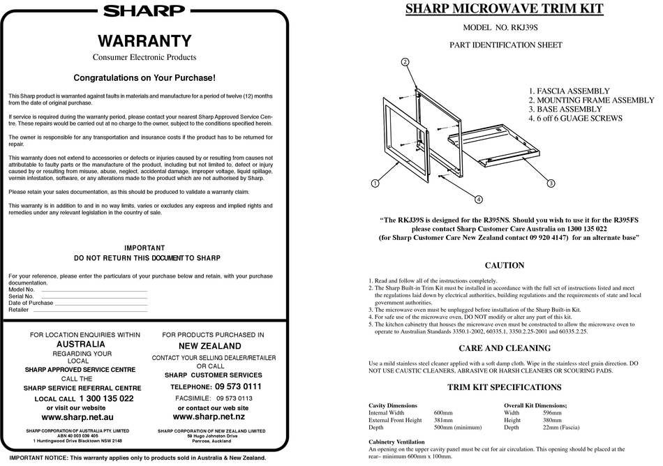 SHARP RKJ39S QUICK START MANUAL Pdf Download | ManualsLib