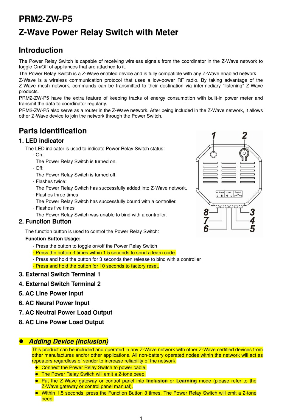 VESTA PRM2-ZW-P5 QUICK START MANUAL Pdf Download | ManualsLib