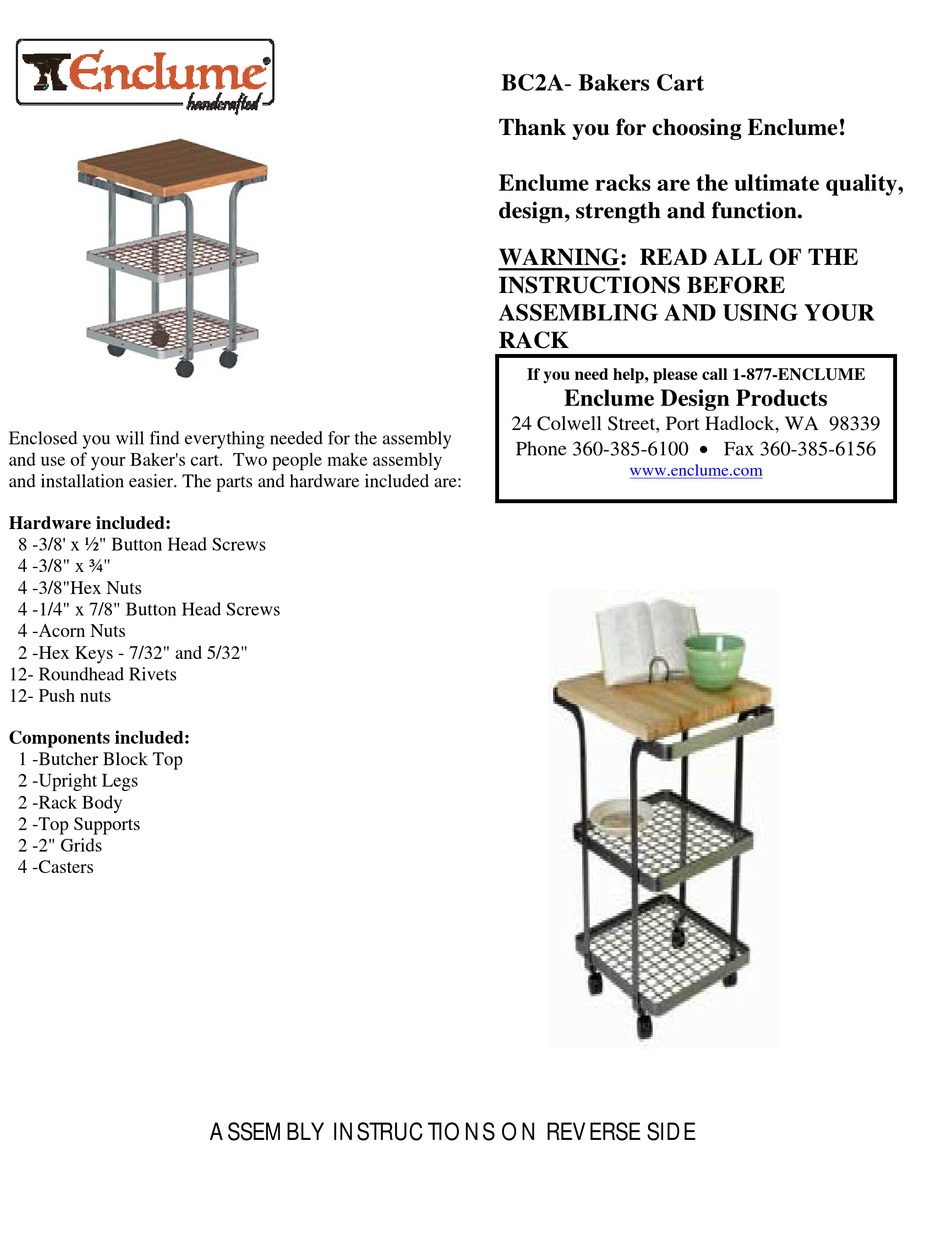 ENCLUME BC2A ASSEMBLY INSTRUCTIONS Pdf Download | ManualsLib