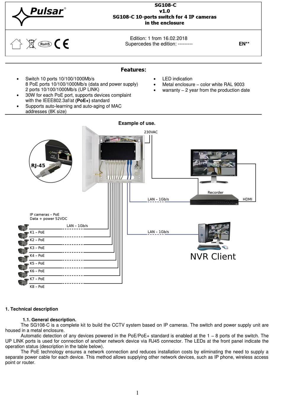 PULSAR SG108-C QUICK START MANUAL Pdf Download | ManualsLib