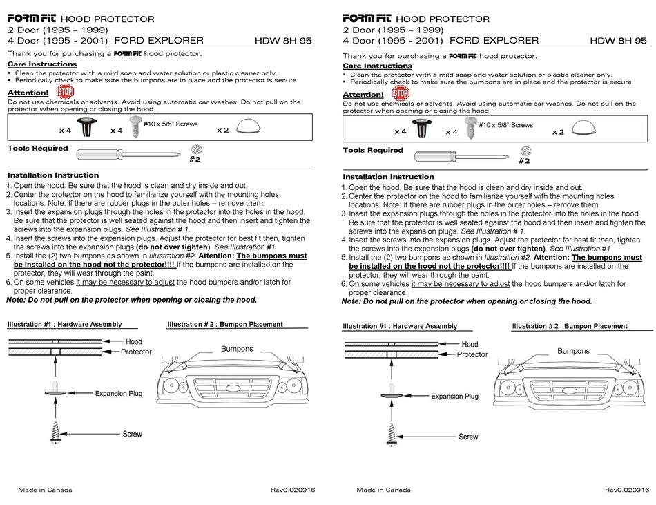FORM FIT HDW 8H 95 QUICK START MANUAL Pdf Download | ManualsLib