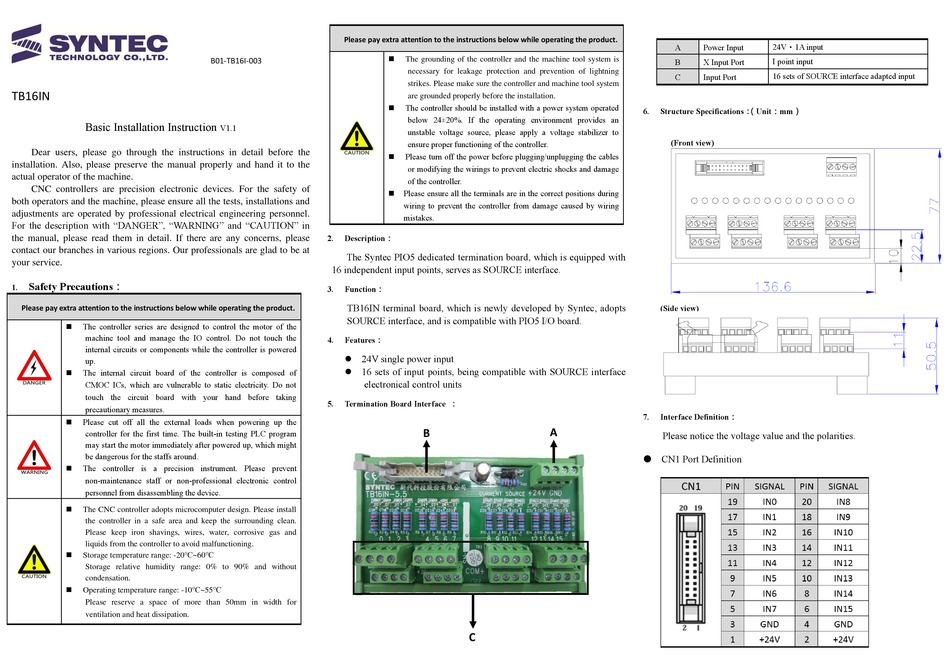 SYNTEC TB16IN INSTALLATION INSTRUCTION Pdf Download | ManualsLib
