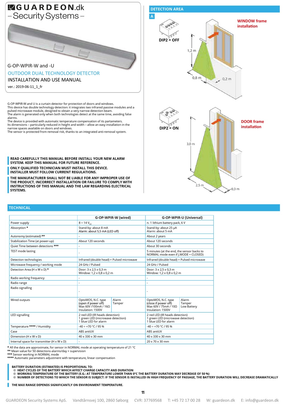 GUARDEON G-OP-WPIR-W INSTALLATION AND USE MANUAL Pdf Download | ManualsLib