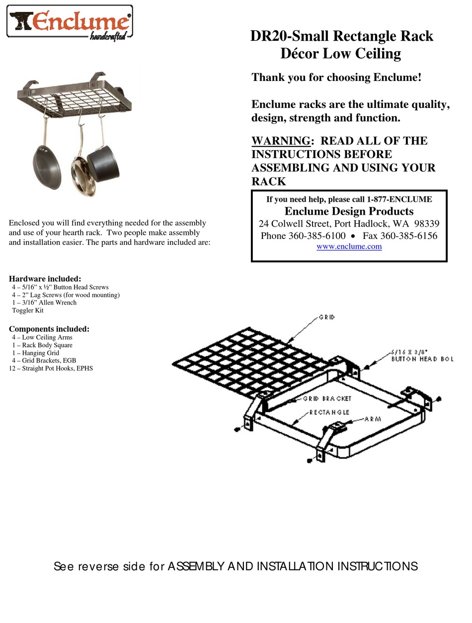 ENCLUME DR20 ASSEMBLY AND INSTALLATION INSTRUCTIONS Pdf Download ...