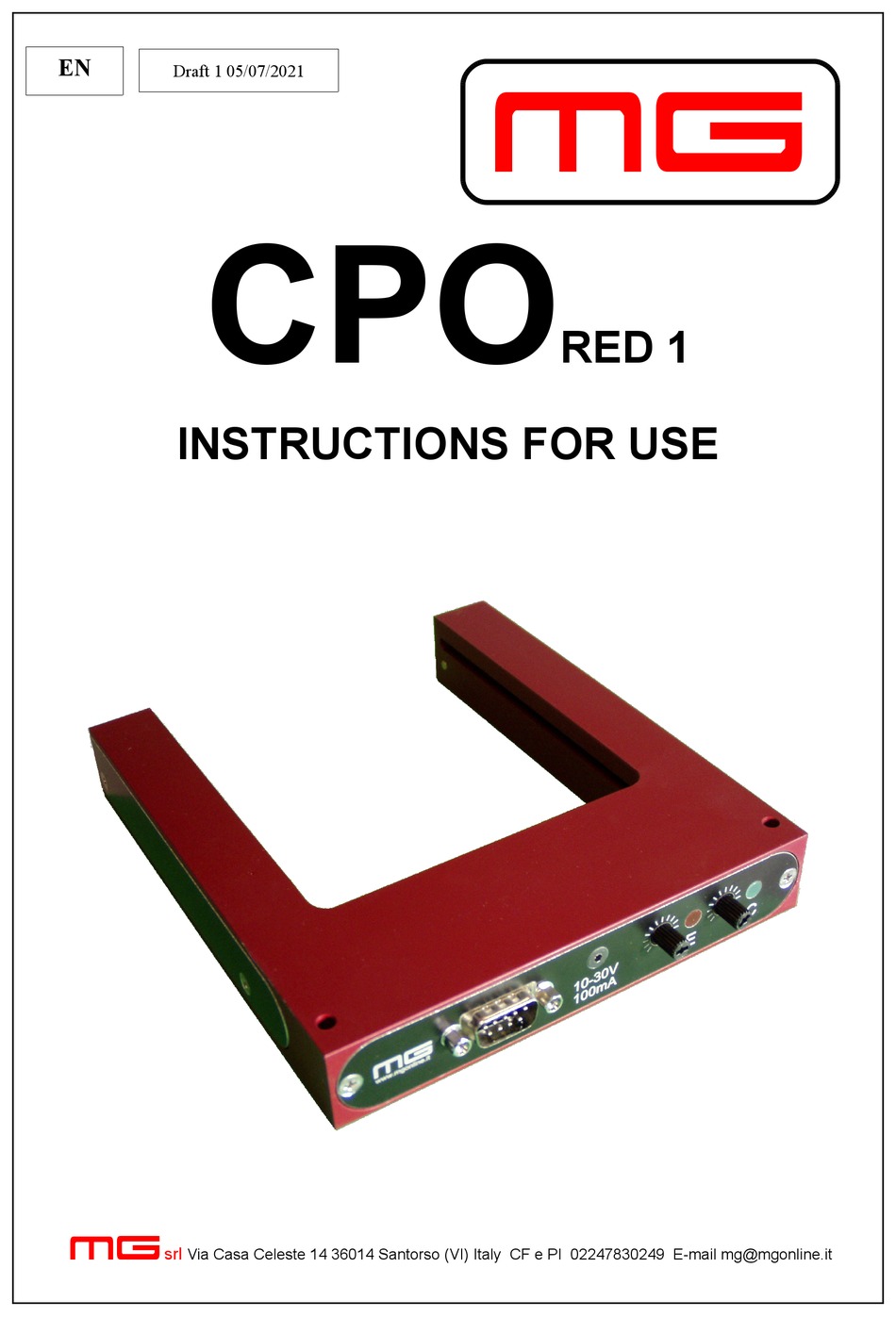 MG CPO RED1 INSTRUCTIONS FOR USE MANUAL Pdf Download | ManualsLib