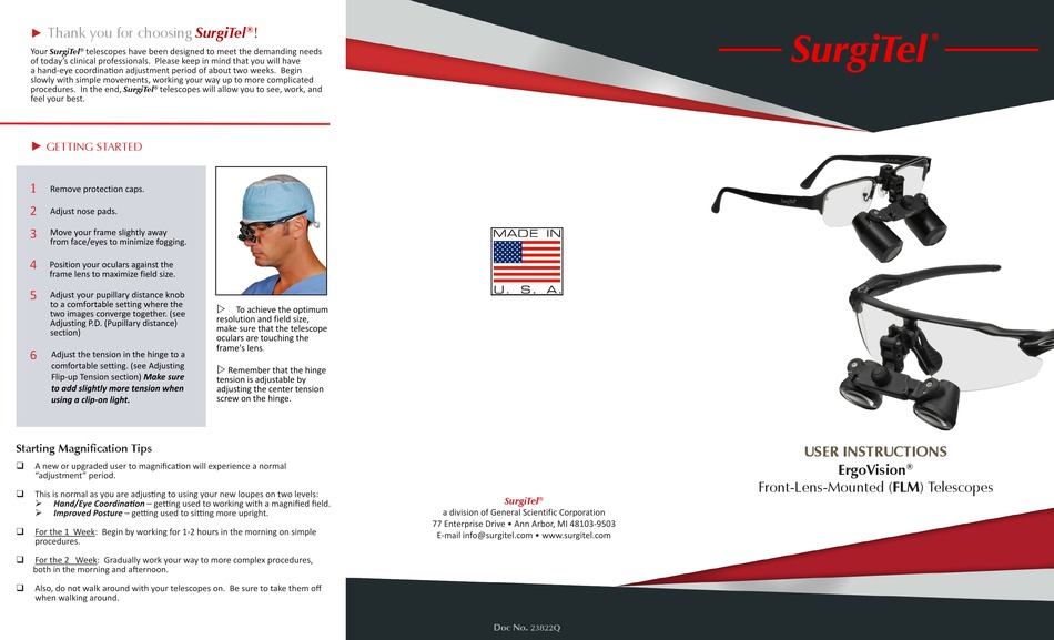 SURGITEL ERGOVISION FLM USER INSTRUCTIONS Pdf Download | ManualsLib