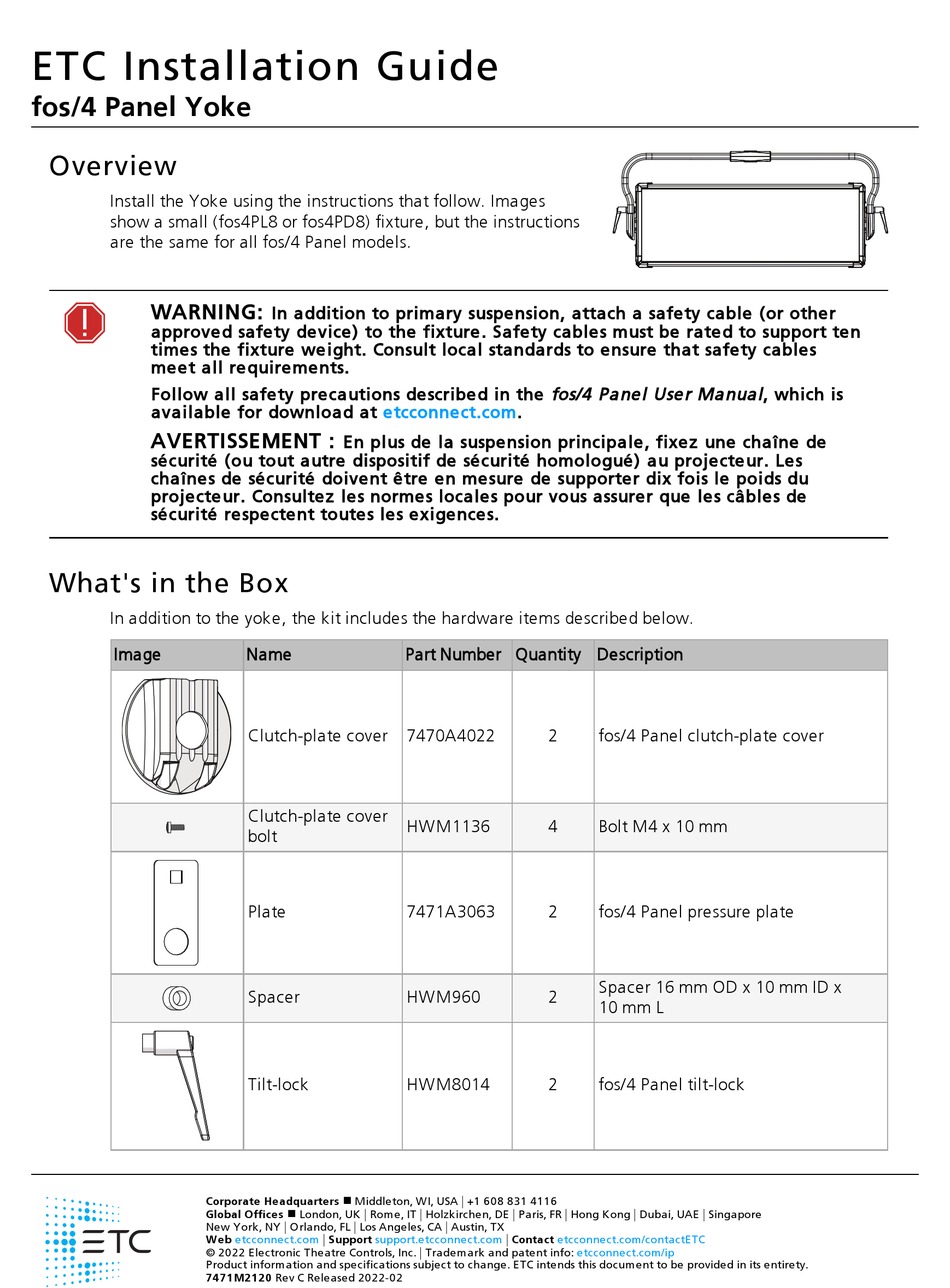 ETC FOS/4 PANEL YOKE INSTALLATION MANUAL Pdf Download | ManualsLib