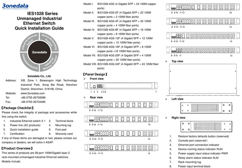 3ONEDATA IES1028 SERIES QUICK INSTALLATION MANUAL Pdf Download | ManualsLib