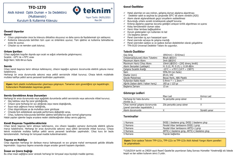 TEKNIM TFD-1270 INSTALLATION & OPERATION MANUAL Pdf Download | ManualsLib