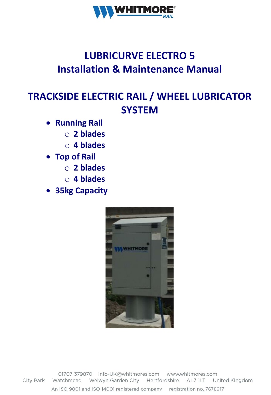 WHITMORE LUBRICURVE ELECTRO 5 INSTALLATION & MAINTENANCE MANUAL Pdf ...