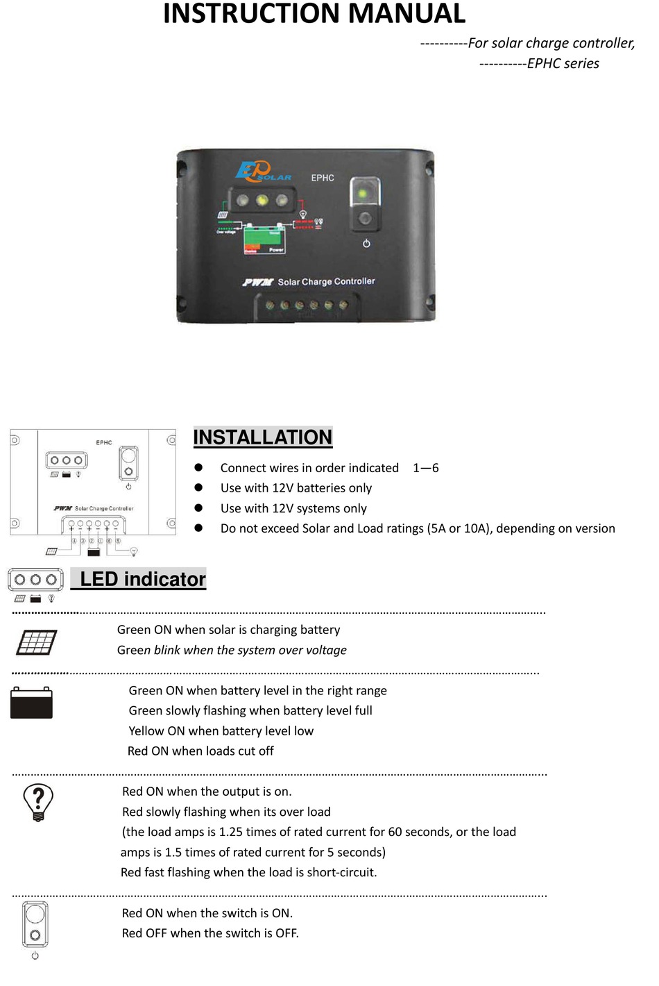 EP SOLAR EPHC SERIES INSTRUCTION MANUAL Pdf Download | ManualsLib