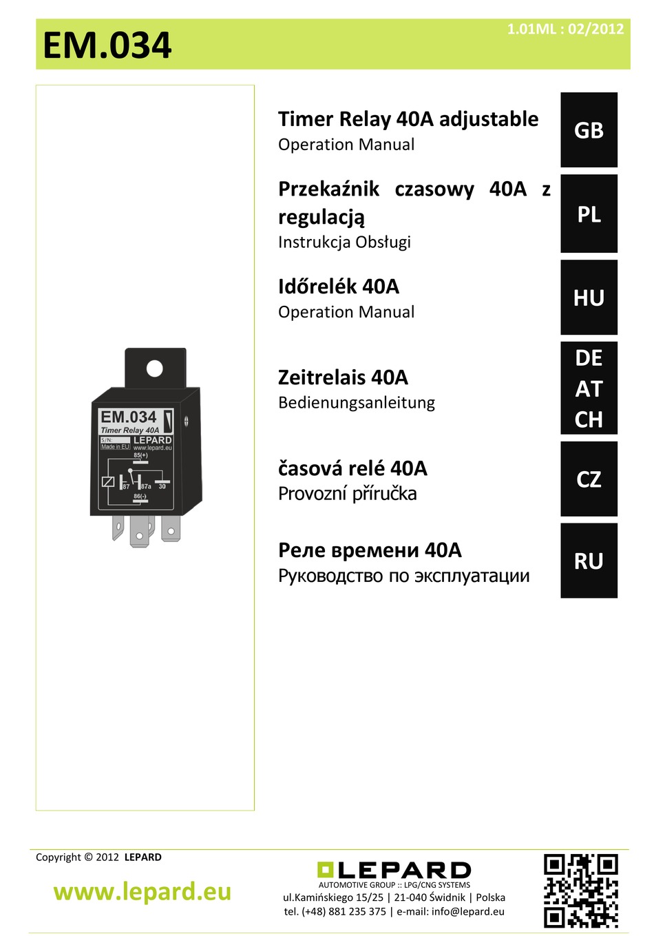 LEPARD EM.034 OPERATION MANUAL Pdf Download | ManualsLib