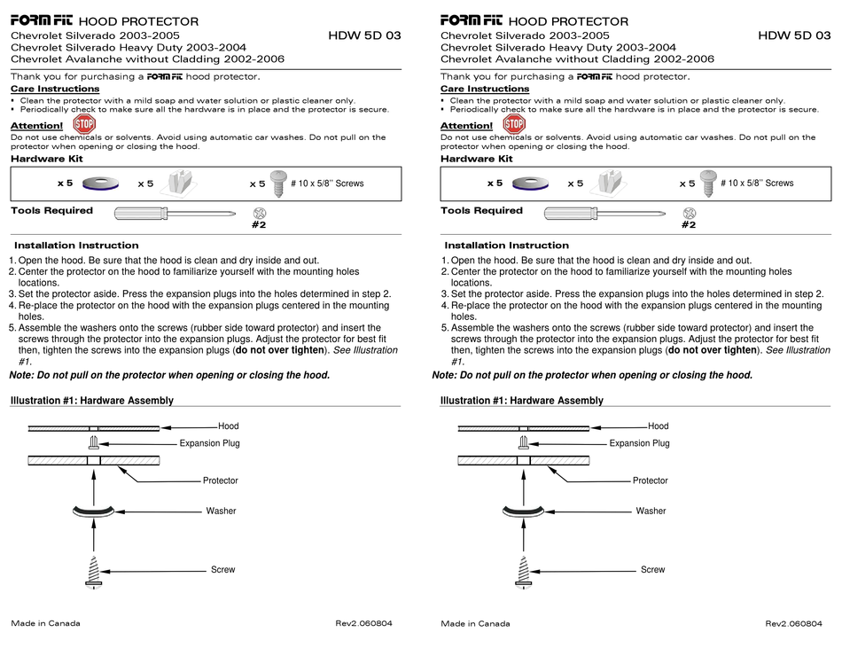 FORM FIT HDW 5D 03 QUICK START MANUAL Pdf Download | ManualsLib