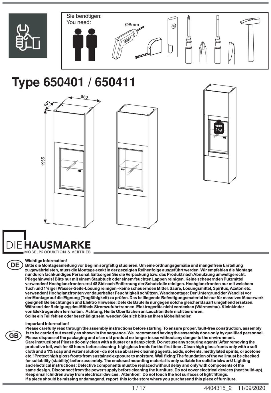 DIE HAUSMARKE 650401 MANUAL Pdf Download | ManualsLib