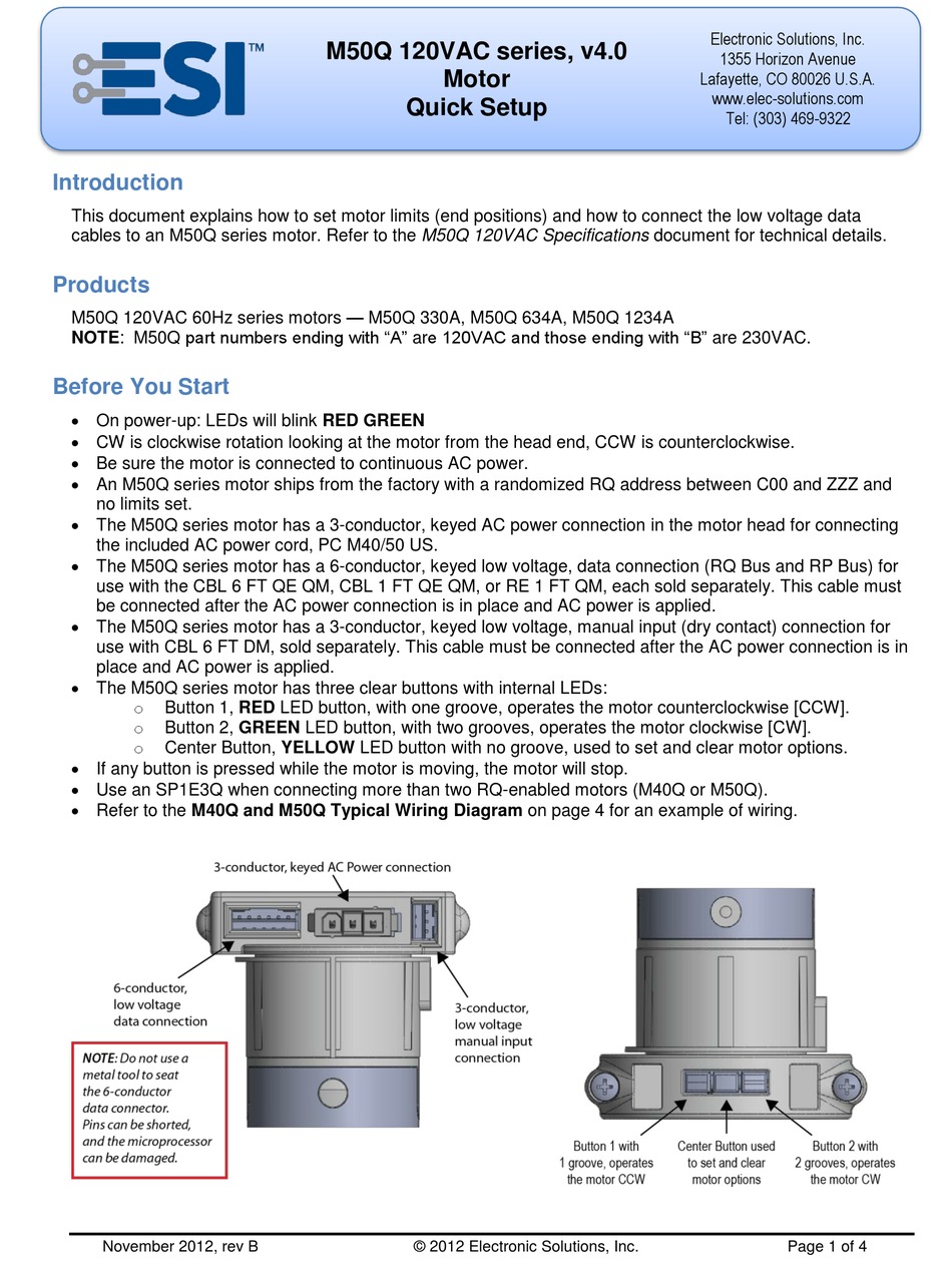 ESI M50Q SERIES QUICK SETUP Pdf Download | ManualsLib