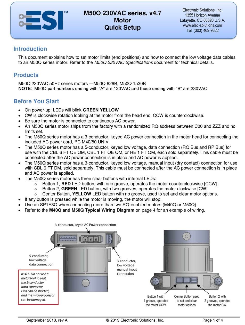 ESI M50Q SERIES QUICK SETUP Pdf Download | ManualsLib