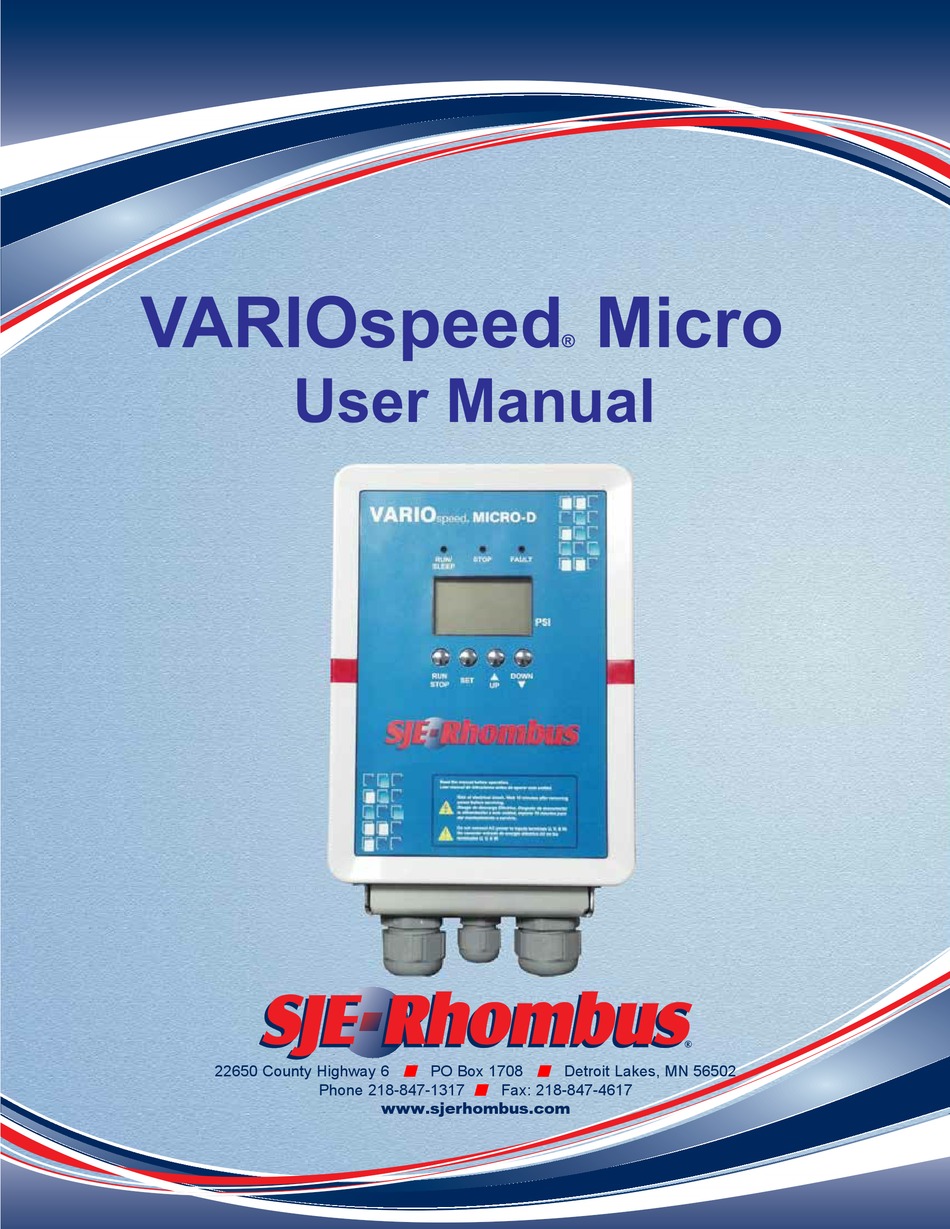 SJE RHOMBUS VARIOSPEED MICRO USER MANUAL Pdf Download | ManualsLib
