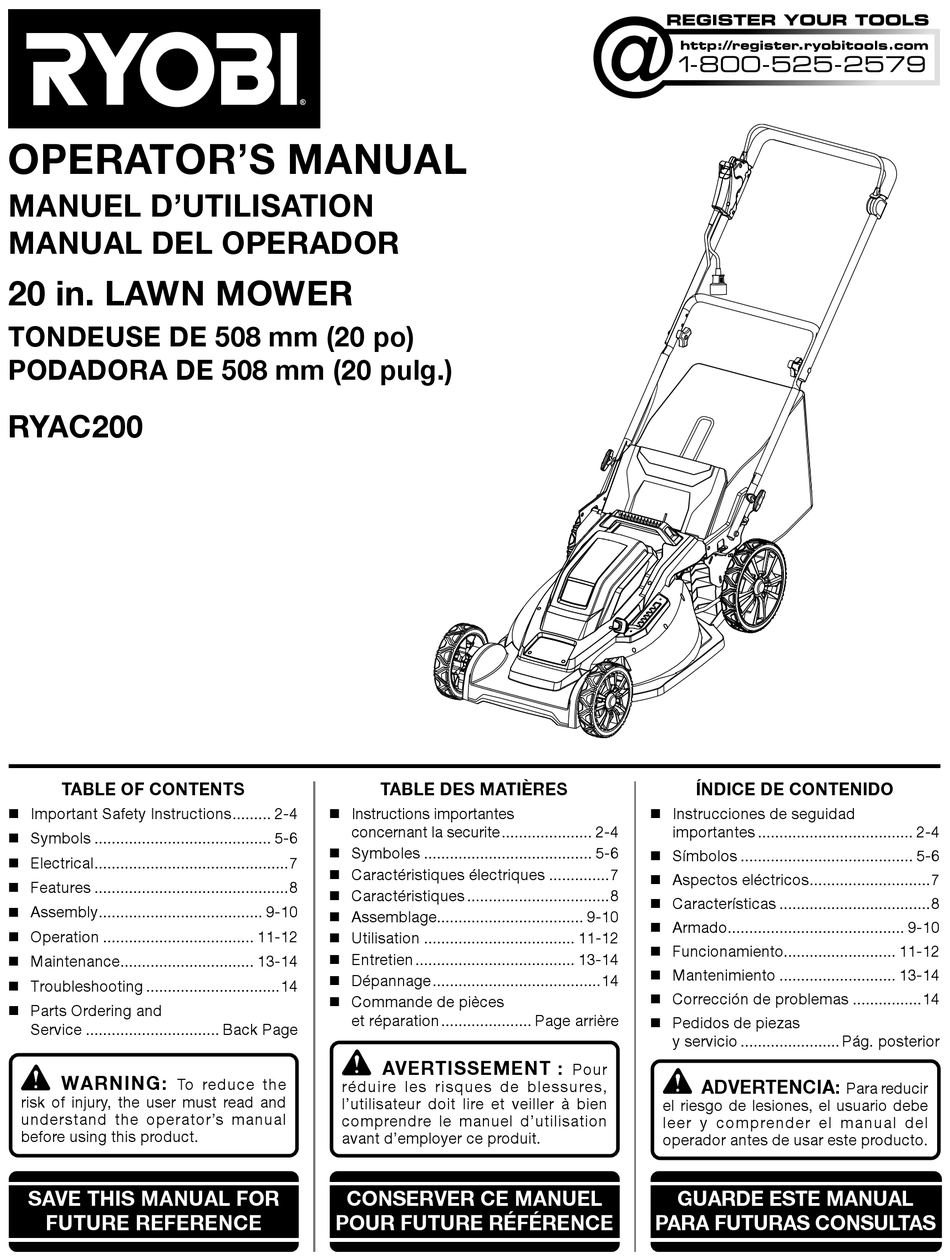 RYOBI RYAC200 OPERATOR'S MANUAL Pdf Download | ManualsLib