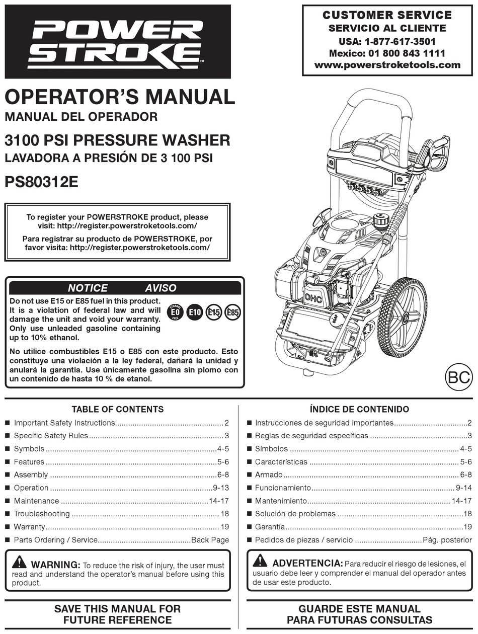 POWER STROKE PS80312E OPERATOR'S MANUAL Pdf Download | ManualsLib