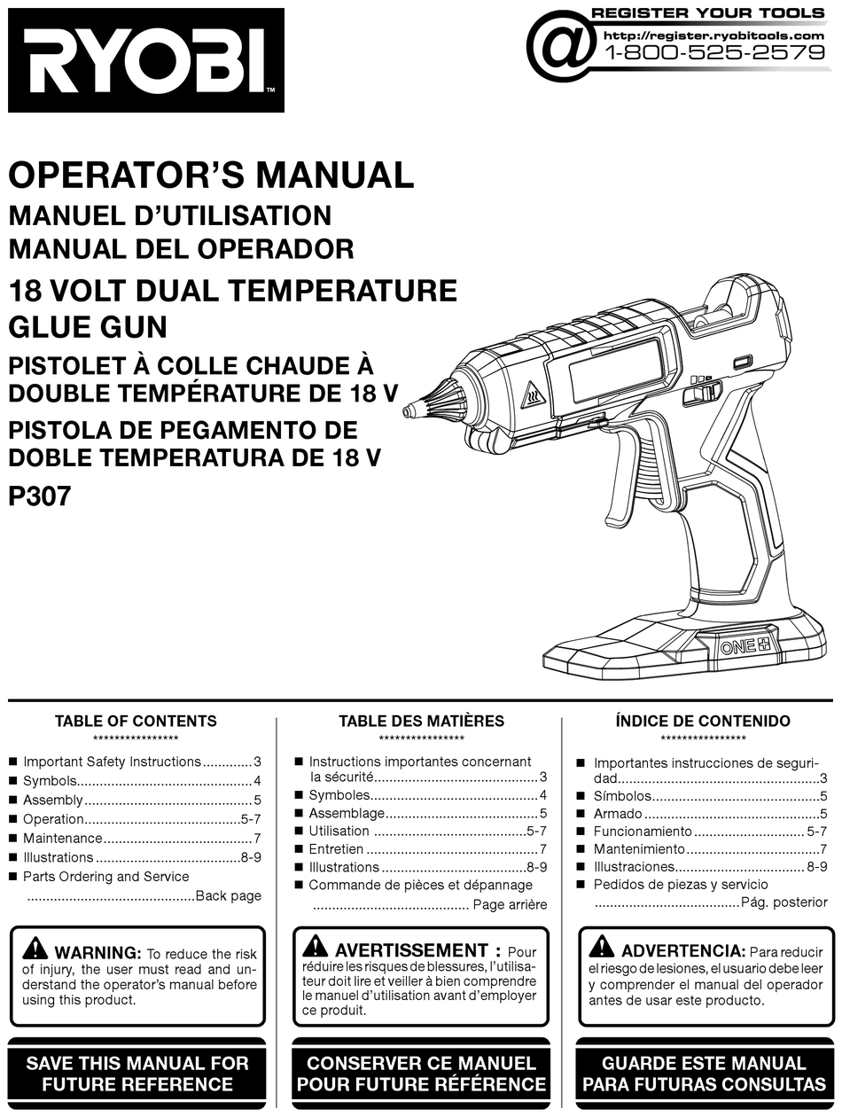 RYOBI P307 OPERATOR'S MANUAL Pdf Download | ManualsLib