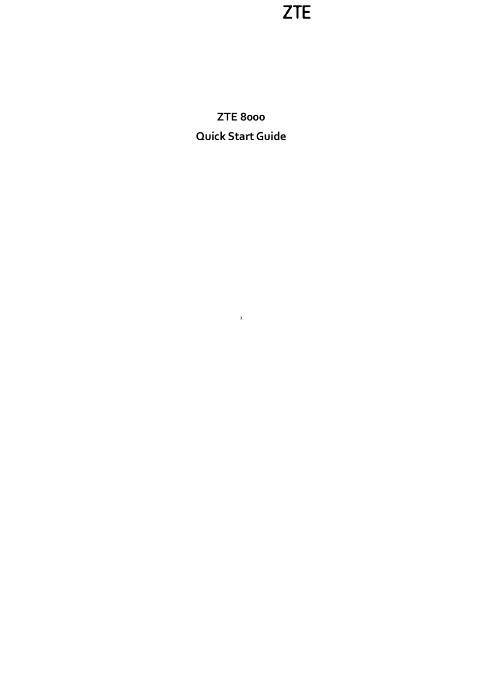 ZTE 8000 QUICK START MANUAL Pdf Download | ManualsLib