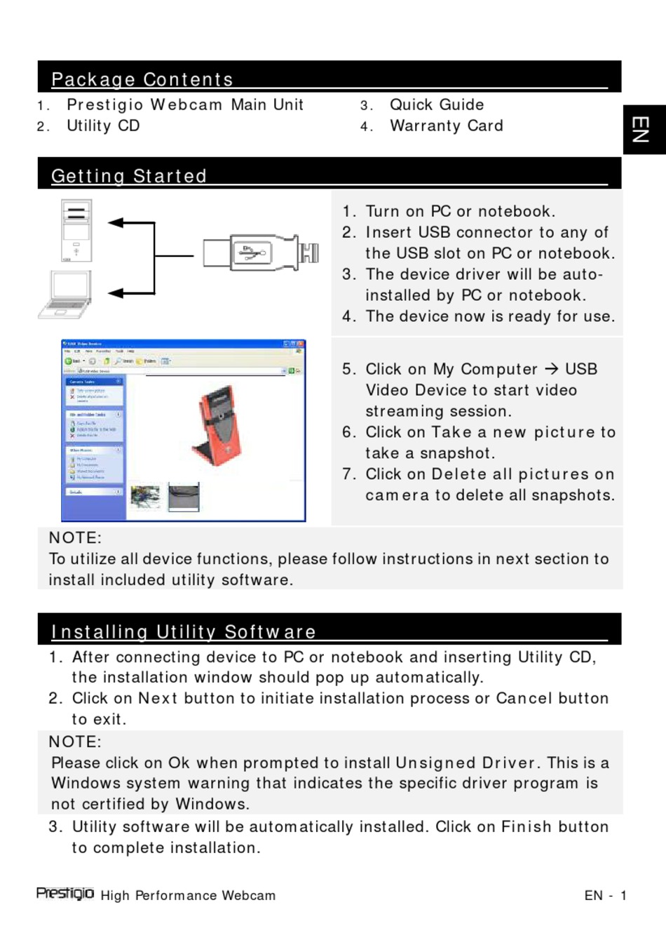 PRESTIGIO PWC113 QUICK MANUAL Pdf Download | ManualsLib
