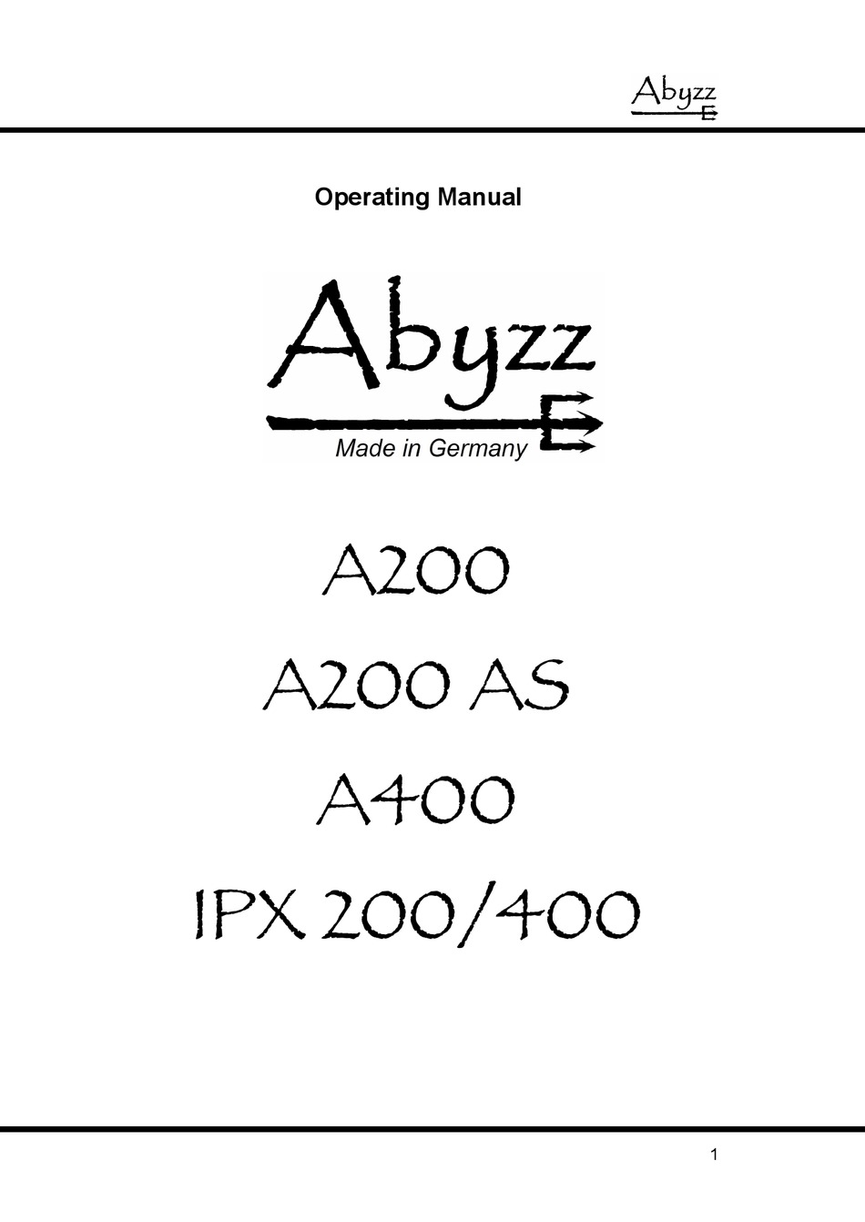 VENOTEC ABYZZ A200 OPERATING MANUAL Pdf Download | ManualsLib