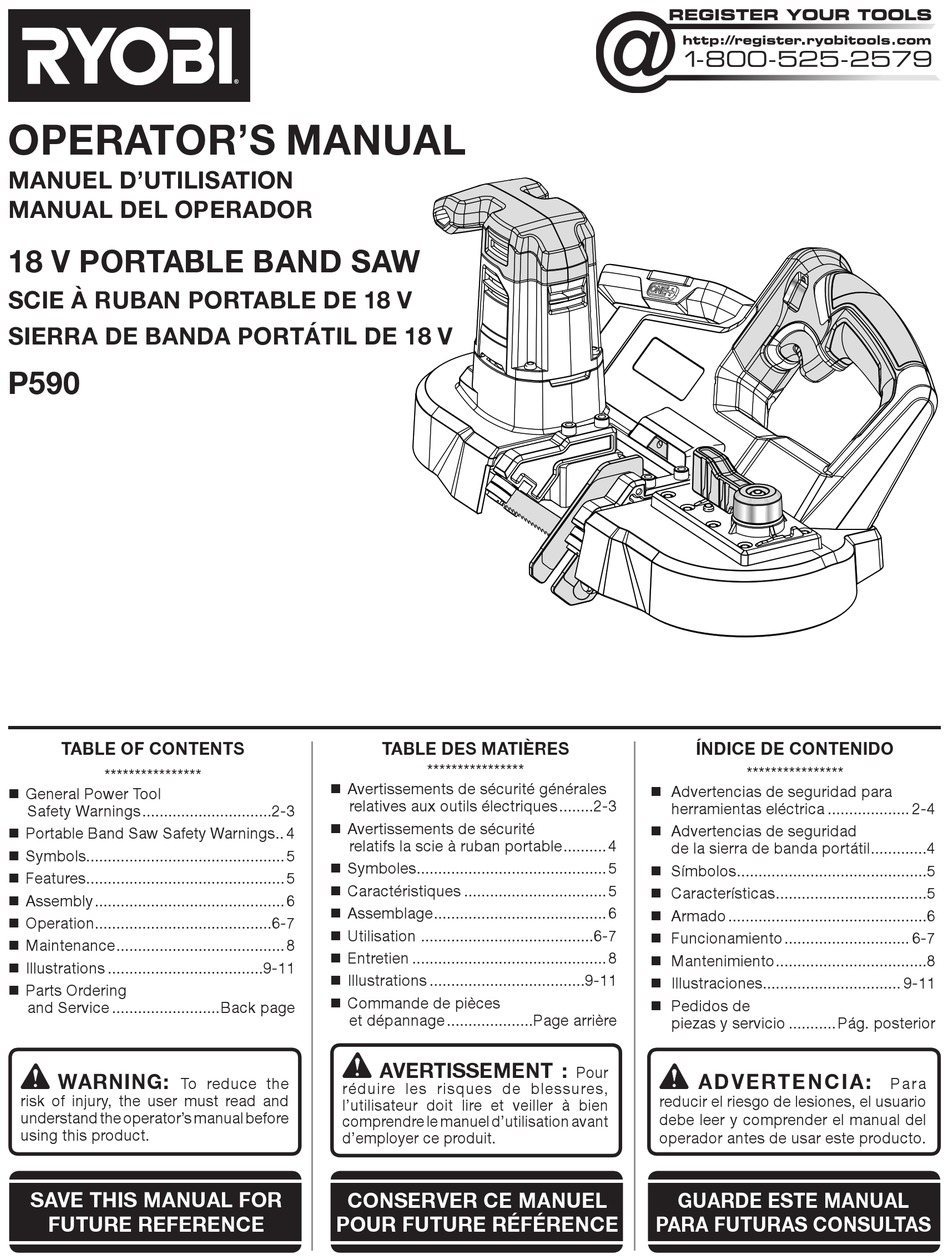 RYOBI P590 OPERATOR'S MANUAL Pdf Download | ManualsLib