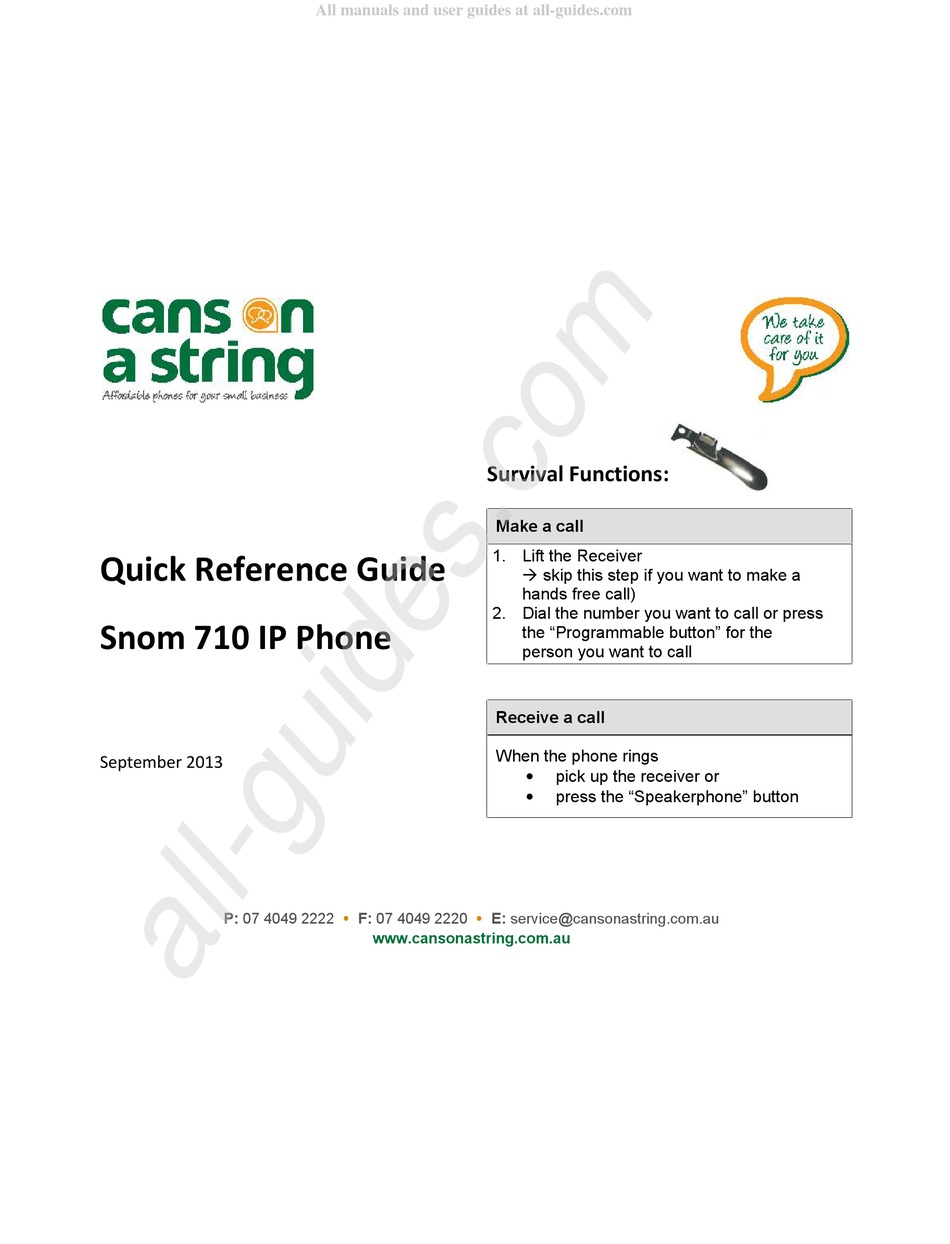 SNOM 710 QUICK REFERENCE MANUAL Pdf Download | ManualsLib