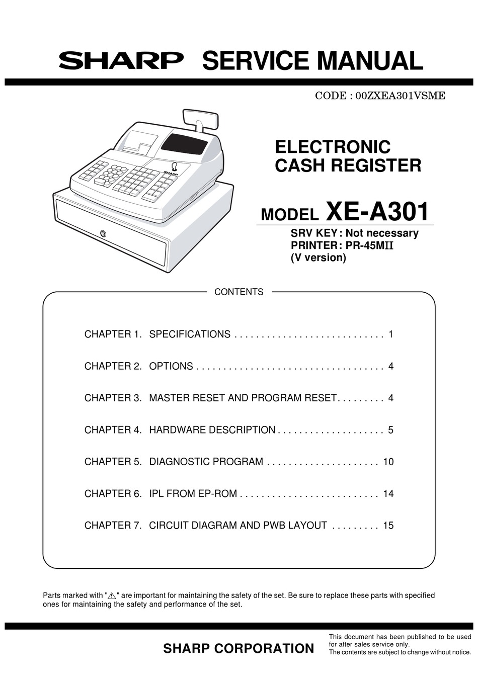 SHARP XE-A301 SERVICE MANUAL Pdf Download | ManualsLib