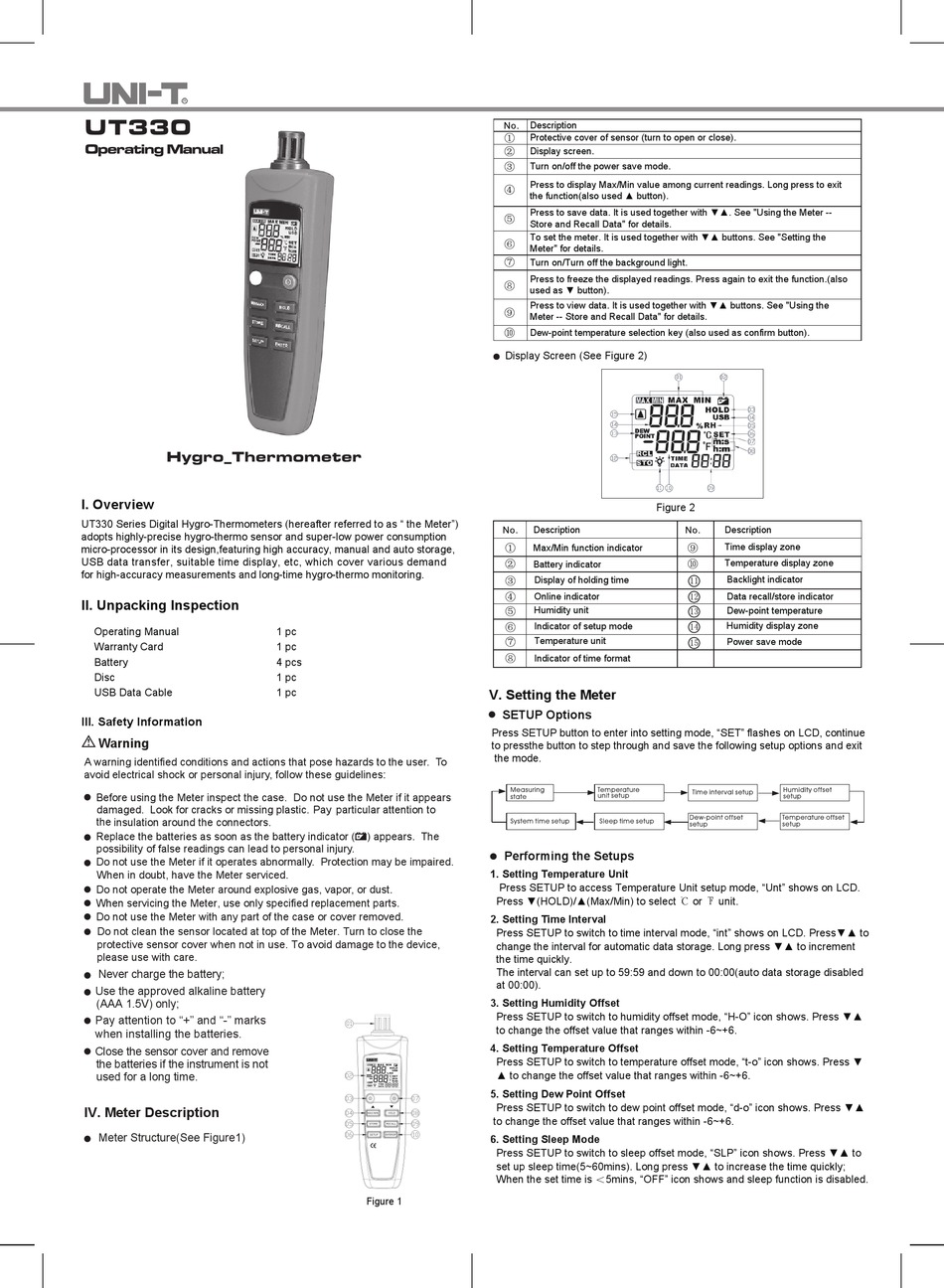 UNI-T UT331 OPERATING MANUAL Pdf Download | ManualsLib