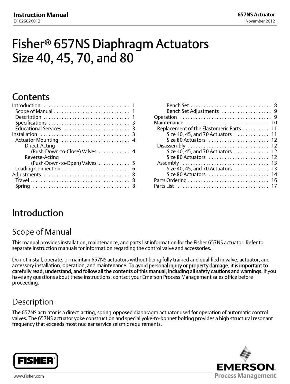 EMERSON FISHER 657NS INSTRUCTION MANUAL Pdf Download | ManualsLib