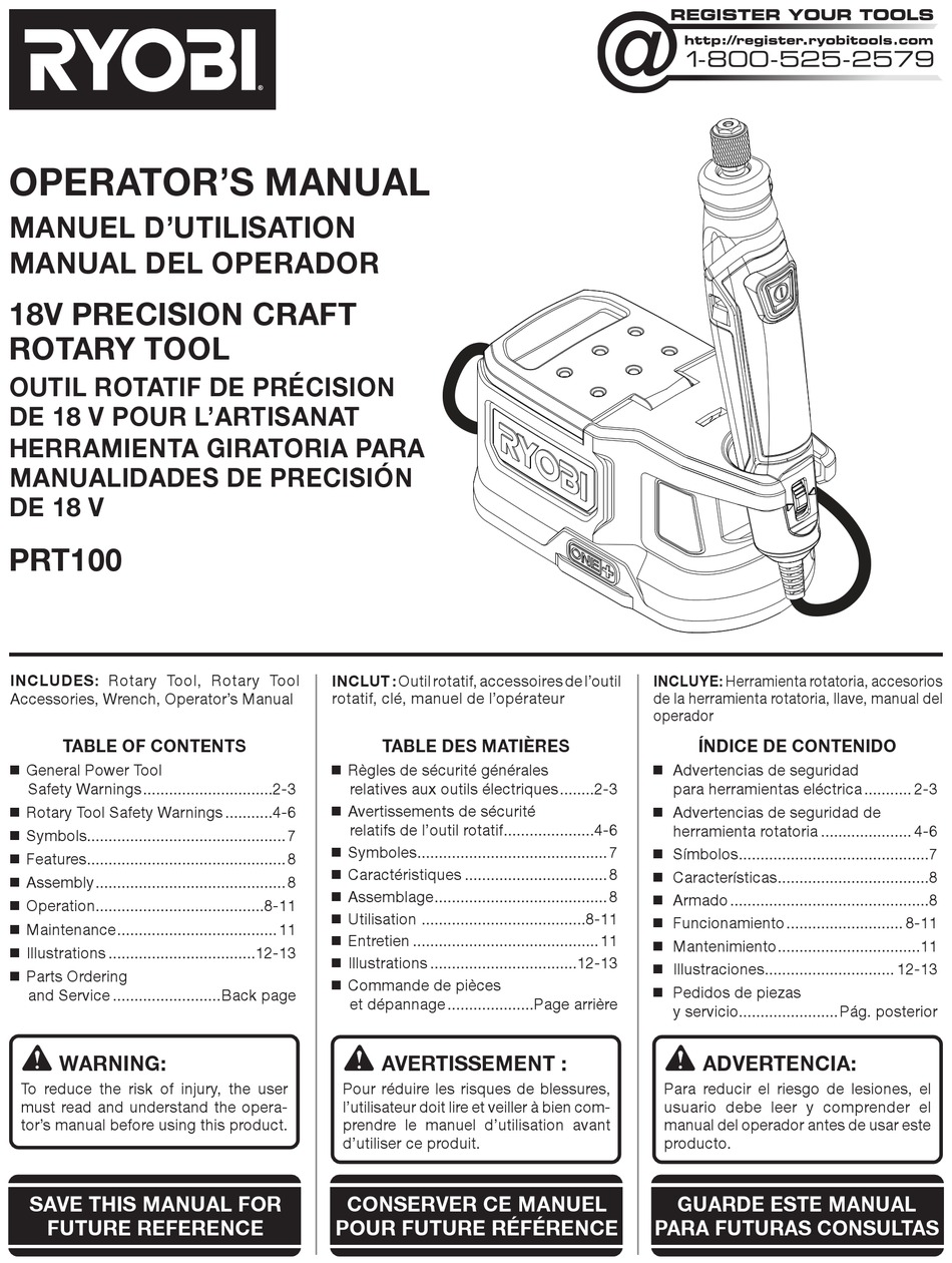 RYOBI PRT100B OPERATOR'S MANUAL Pdf Download | ManualsLib