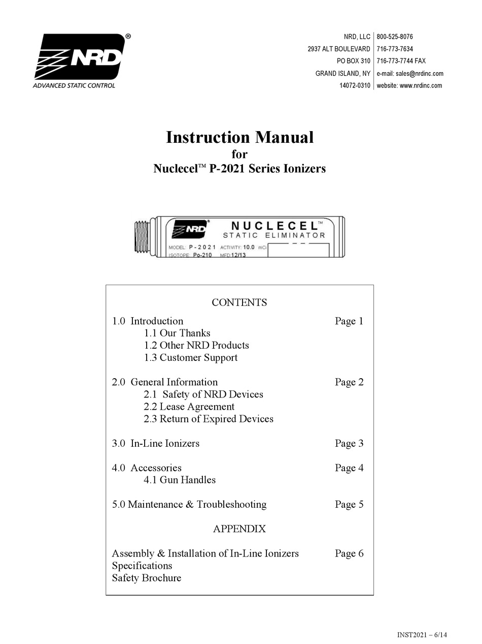 NRD NUCLECEL P-2021 SERIES INSTRUCTION MANUAL Pdf Download | ManualsLib
