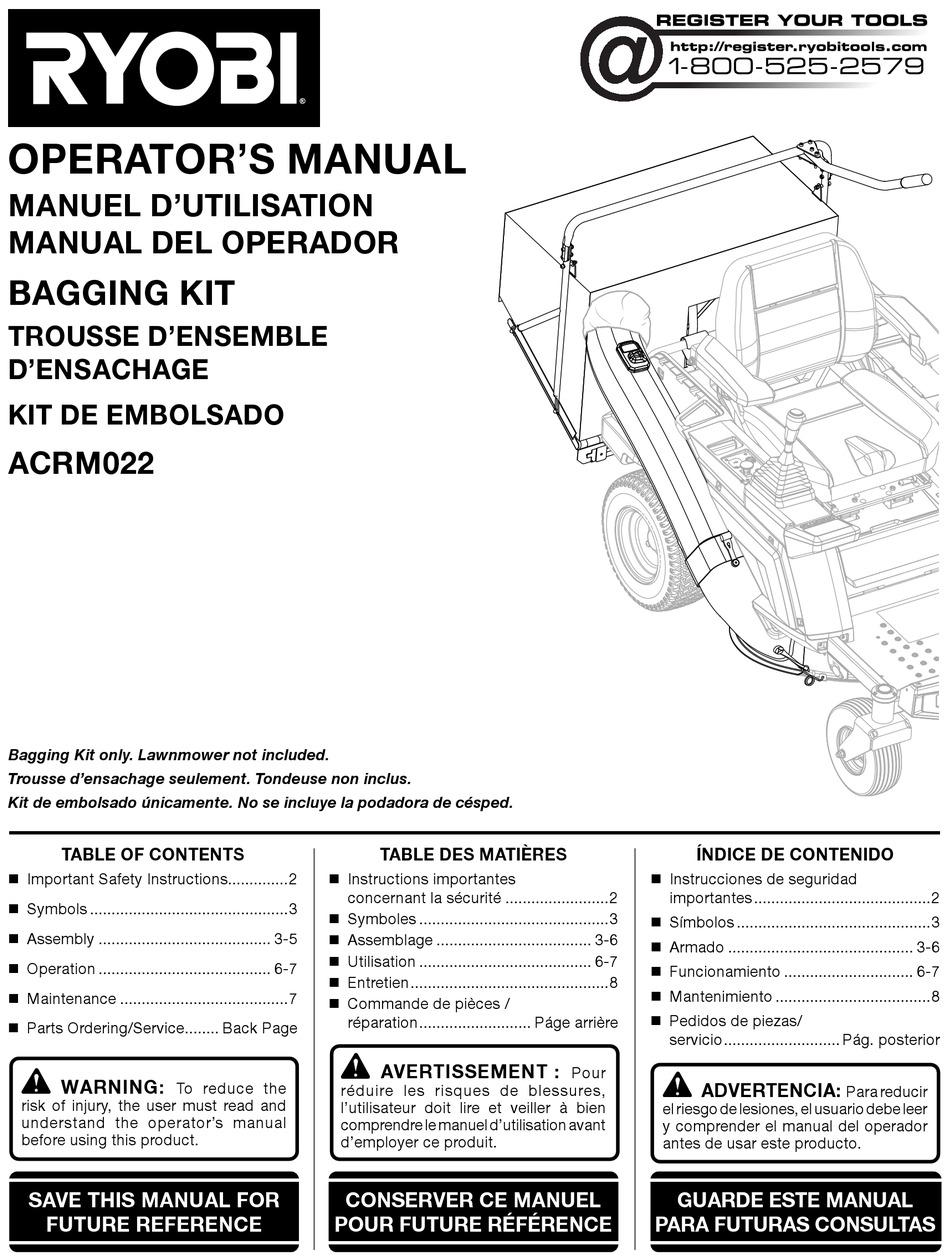 RYOBI ACRM022 OPERATOR'S MANUAL Pdf Download | ManualsLib