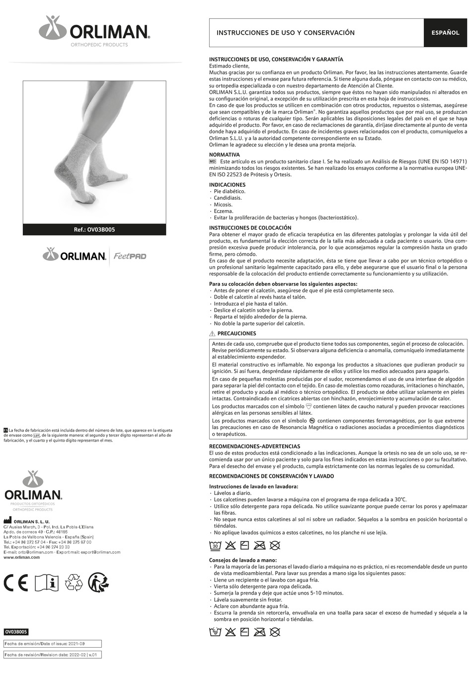 ORLIMAN FEETPAD OV03B005 USE AND MAINTENANCE INSTRUCTIONS Pdf Download ...