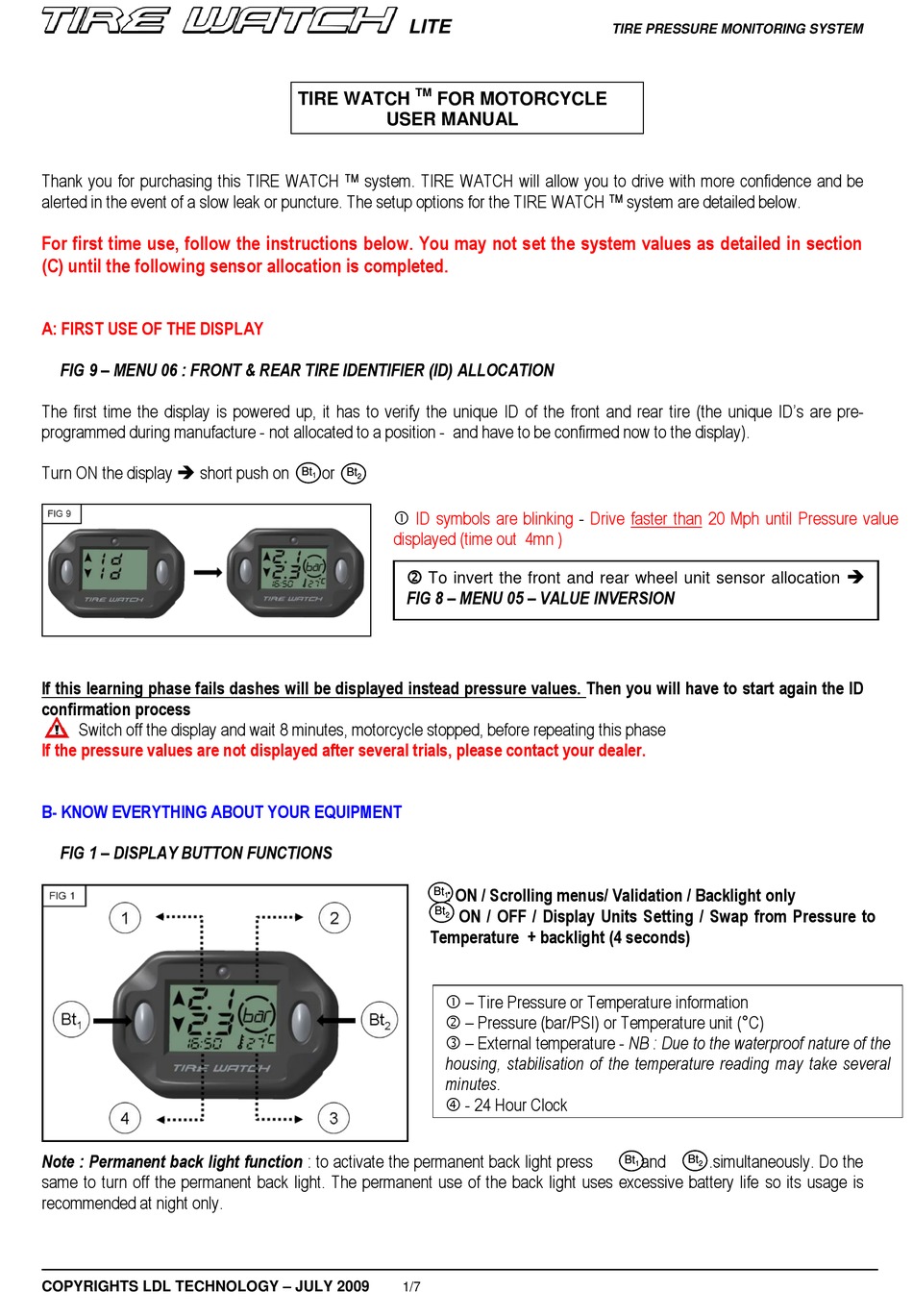 LDL TECHNOLOGY TIRE WATCH LITE USER MANUAL Pdf Download | ManualsLib