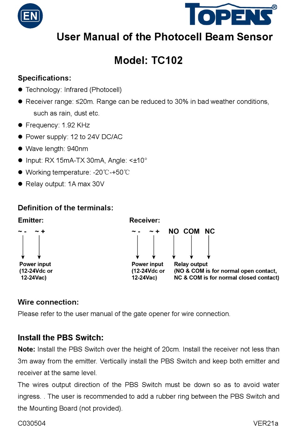 TOPENS TC102 USER MANUAL Pdf Download | ManualsLib